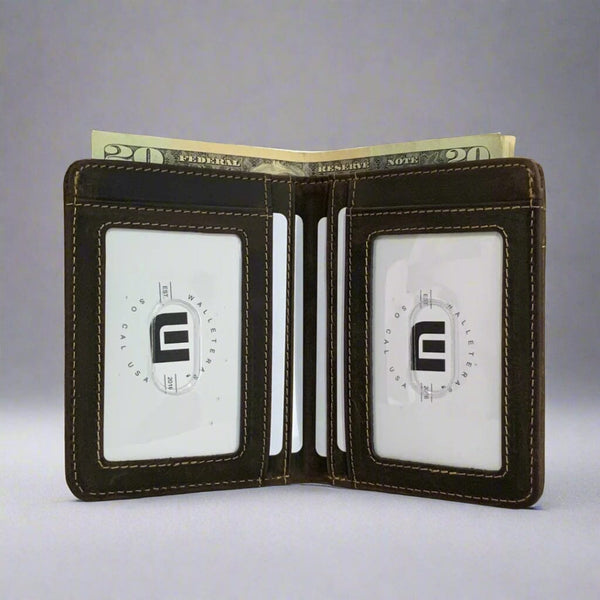 WALLETERAS Dual ID Bifold Leather Wallet - HT1-B